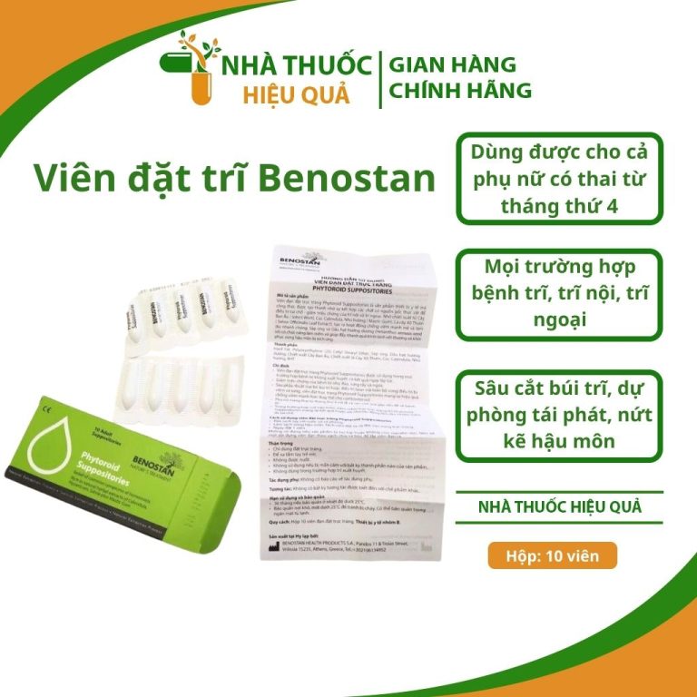 Viên đặt trĩ Benostan - Nhập khẩu Châu Âu, giảm đau rát, làm mềm da